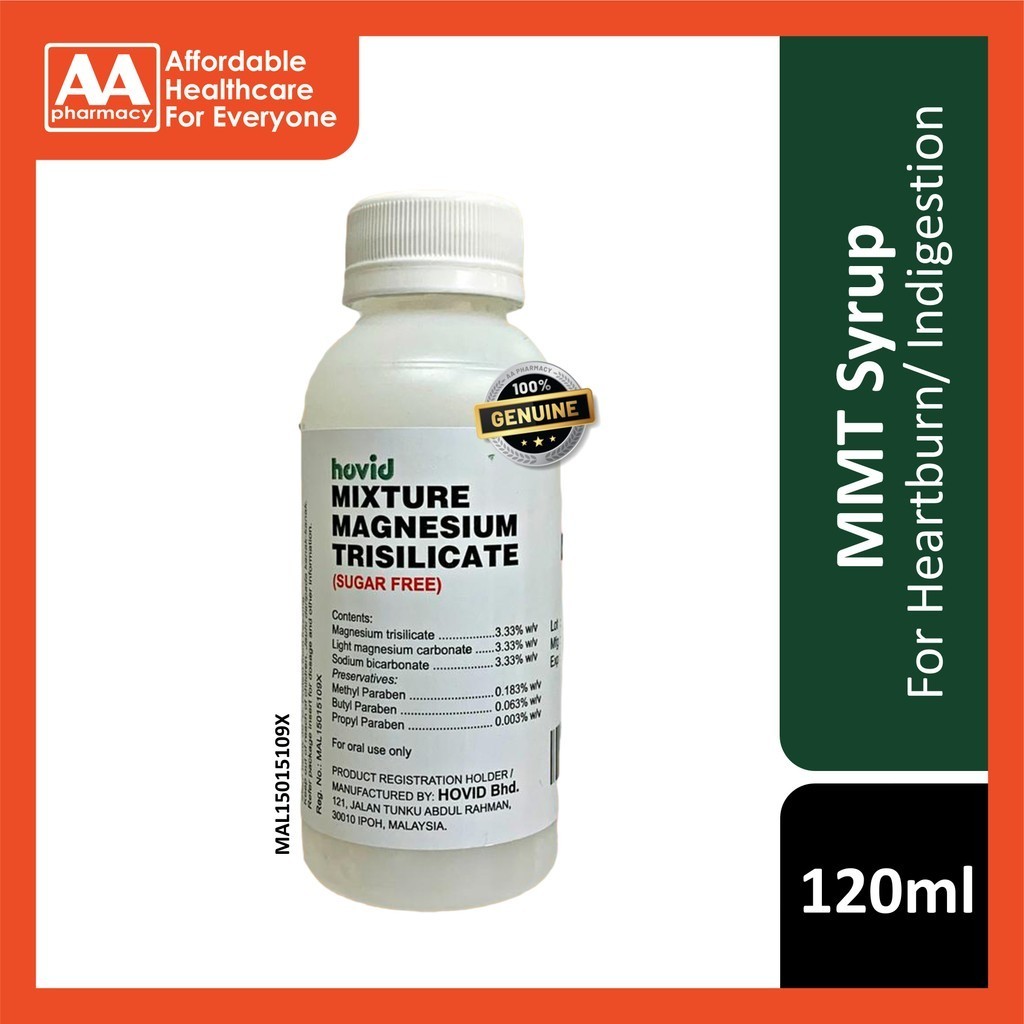 Hovid Mixture Magnesium Trisilicate (MMT Syrup) 120mL - For Indigestion/ Heartburn | Shopee Malaysia