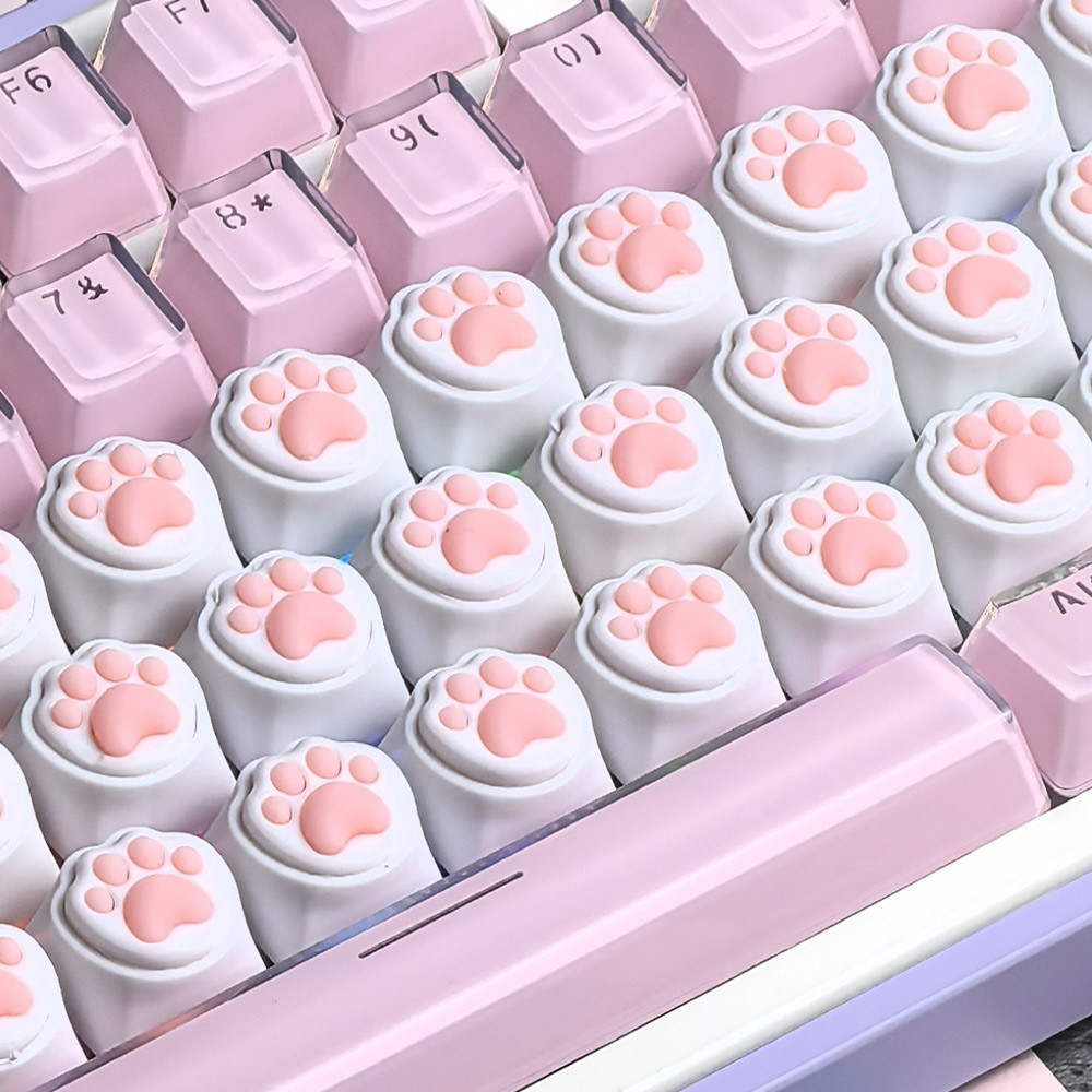 Cat Paw Keycap Mechanical Keyboard DIY Keycaps Pink Creative Super Cute ...
