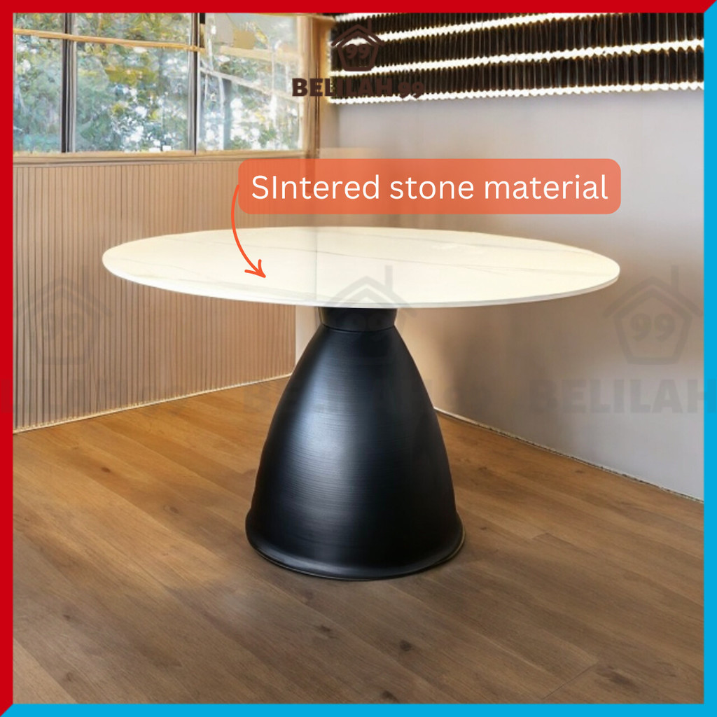Belilah Glossy Sintered stone 120cm Round Dining table Ceramic Meja ...