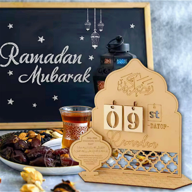 Ramadan Calendar Wooden Countdown Desktop Ornament Ramadan Decoration ...