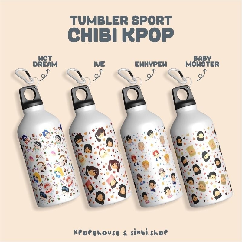 Chibi KPOP SPORT BOTTLE 500ML | Enhypen AESPA BABY MONSTER NCT DREAM STENLIS STAINLES SPORTS ...