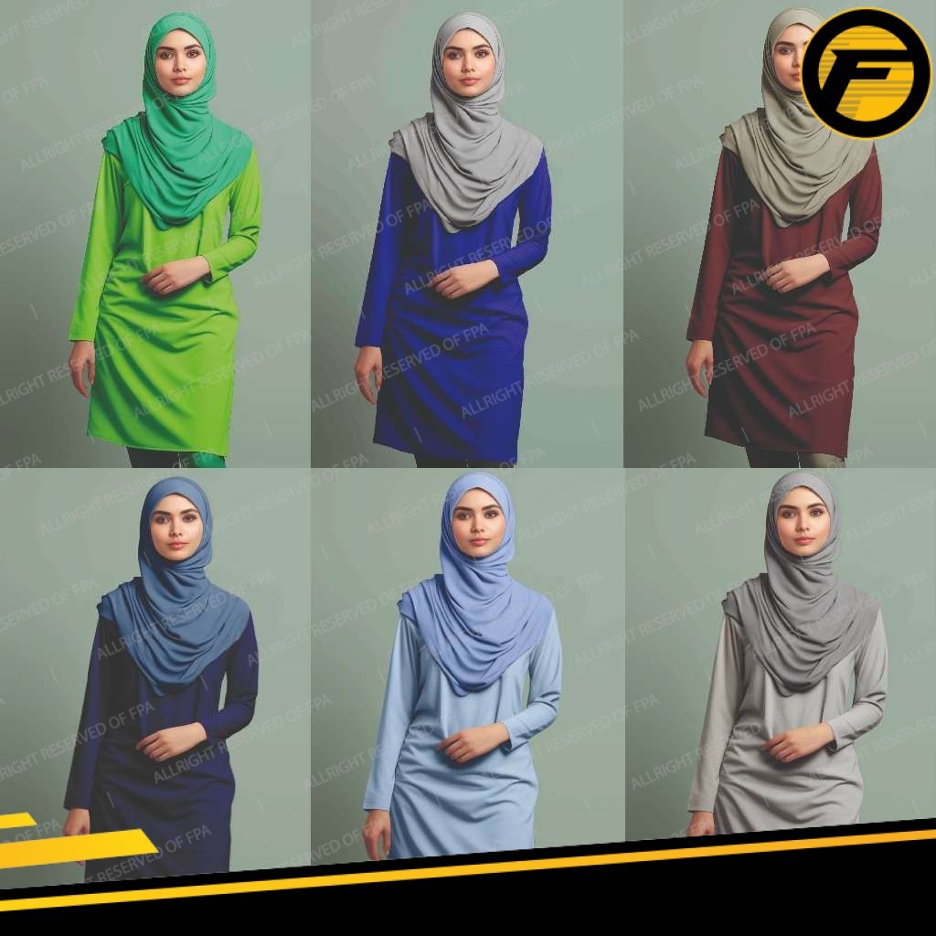 HOT ITEM FAZZ BAJU MUSLIMAH PLAIN HIJAU BIRU MAROON GREY NAVY BLUE ...