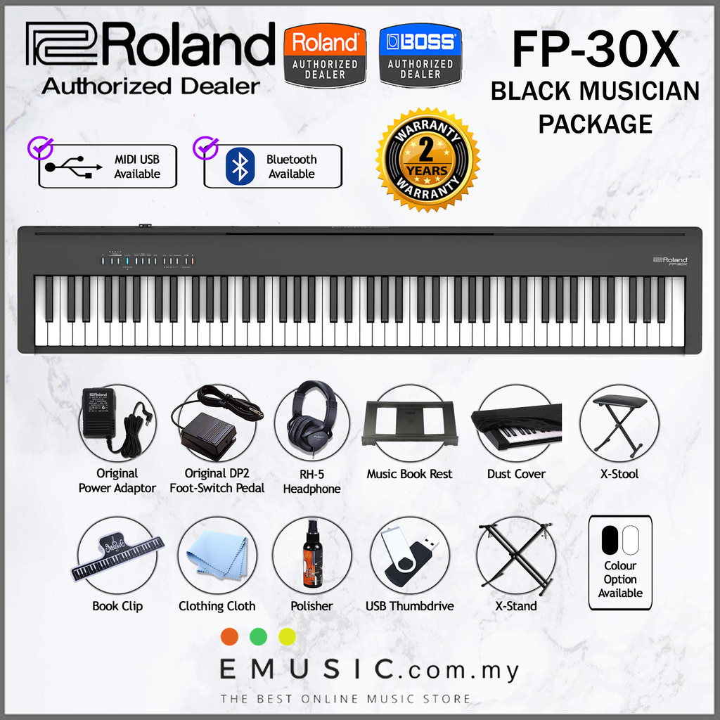 LATEST Roland FP-30X 88-key Digital Piano with Original Headphone and ...