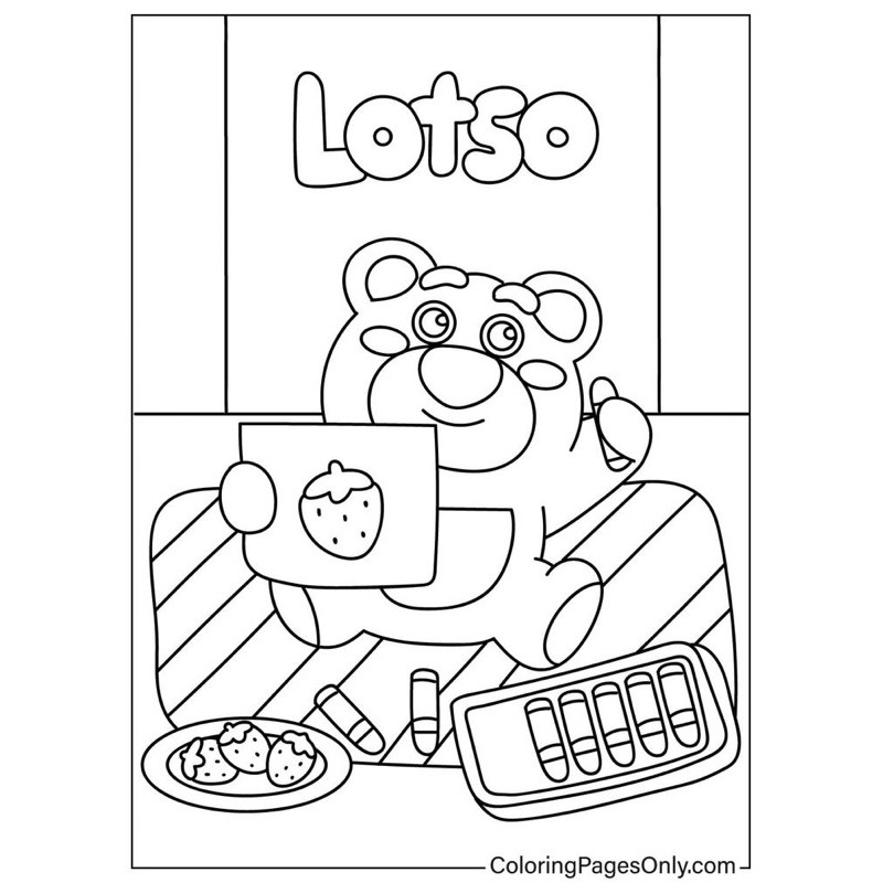 Lotso Strawberry Bear (180gsm thick paper) - Set of 20 A4 A5 Coloring ...