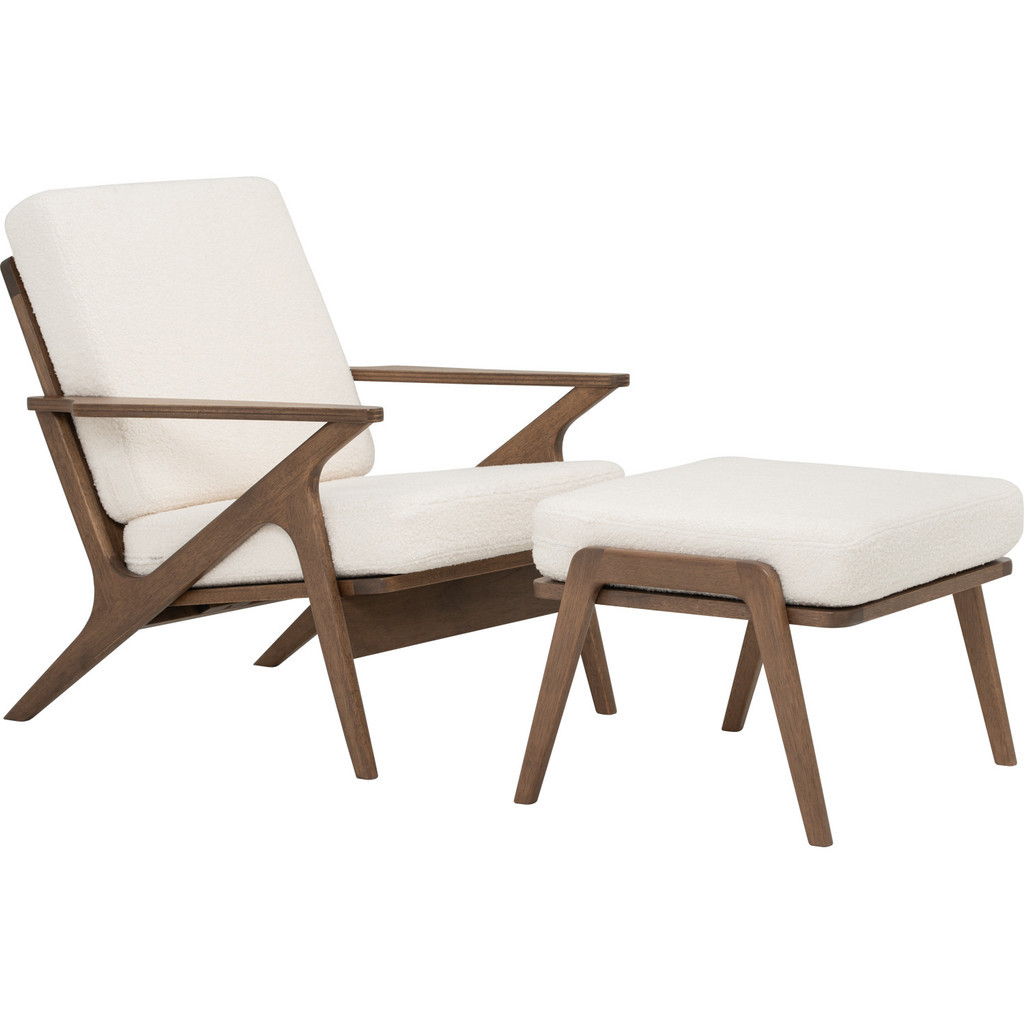 LOFT Living ASTON Lounge Chair Arm Chair With Stool-Pearl Fleece ...