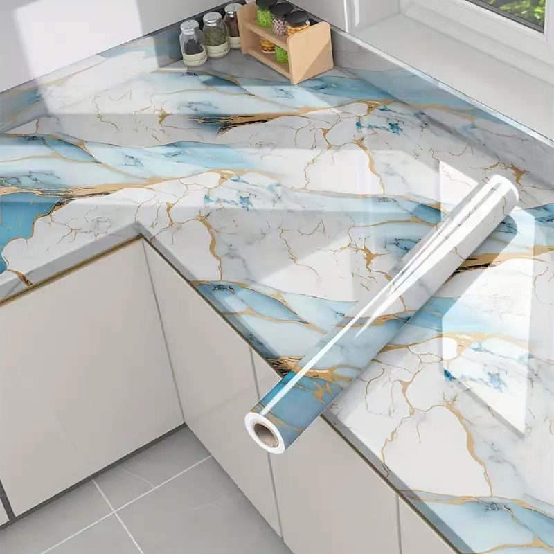 Heat Resistant Kitchen Wallpaper Self-Adhesive Marble Texture Easy ...