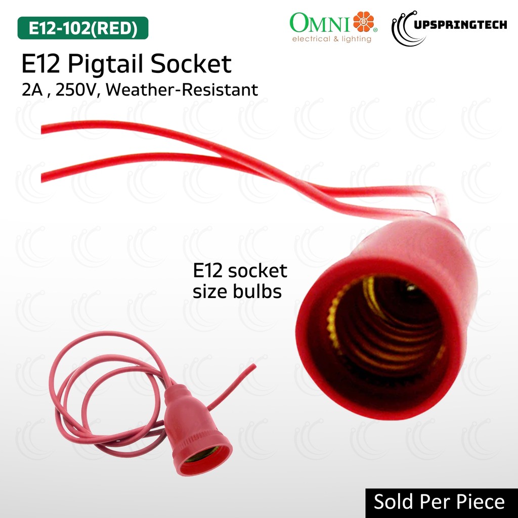 OMNI Pigtail E12 Socket 2A 250V - Red (Model: E12-102RED) | Shopee Malaysia