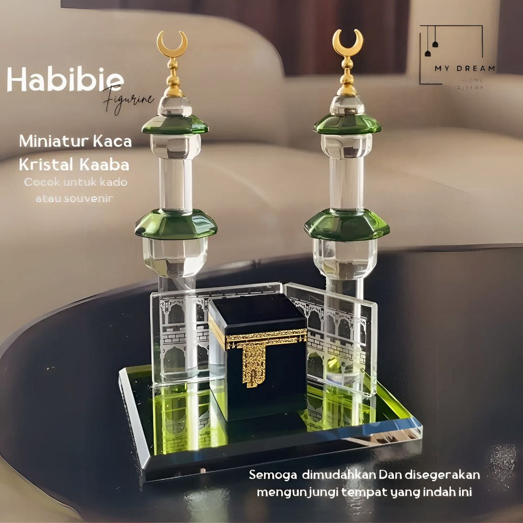 Habibie Kaaba Miniature Crystal Glass Kaaba Pillar Muslim Miniature ...