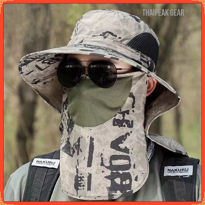 Topi anti matahari selendang penyamaran, topi memancing pelindung ...