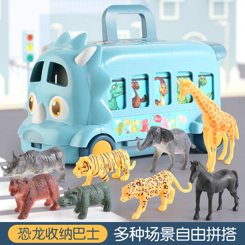 Hadiah Kanak-kanak Dinosaur Kereta Bas Mainan Model Haiwan Kotak ...