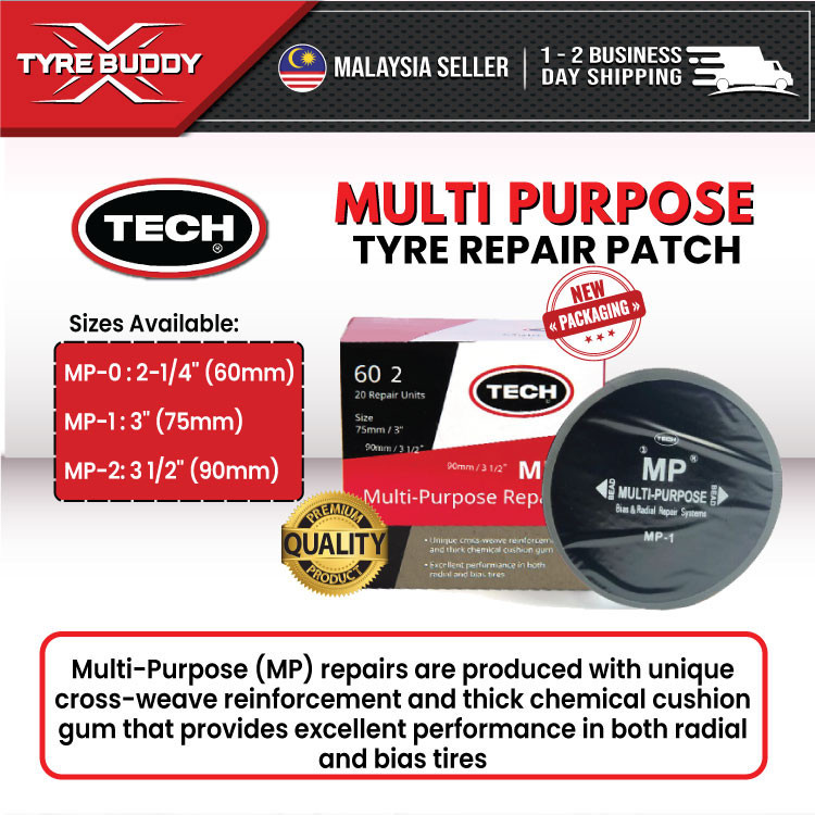 TECH Multi Purpose Repair Tyre Patch; MP0; MP1; MP2; TIPTOP Tayar ...