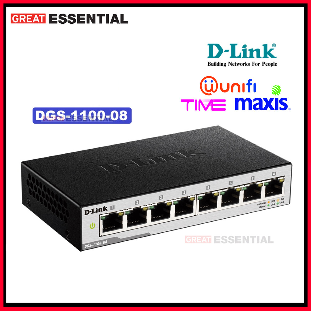 D-LINK DGS-1100-05 / DGS-1100-08 8-Port 8-Port Gigabit Smart Managed ...
