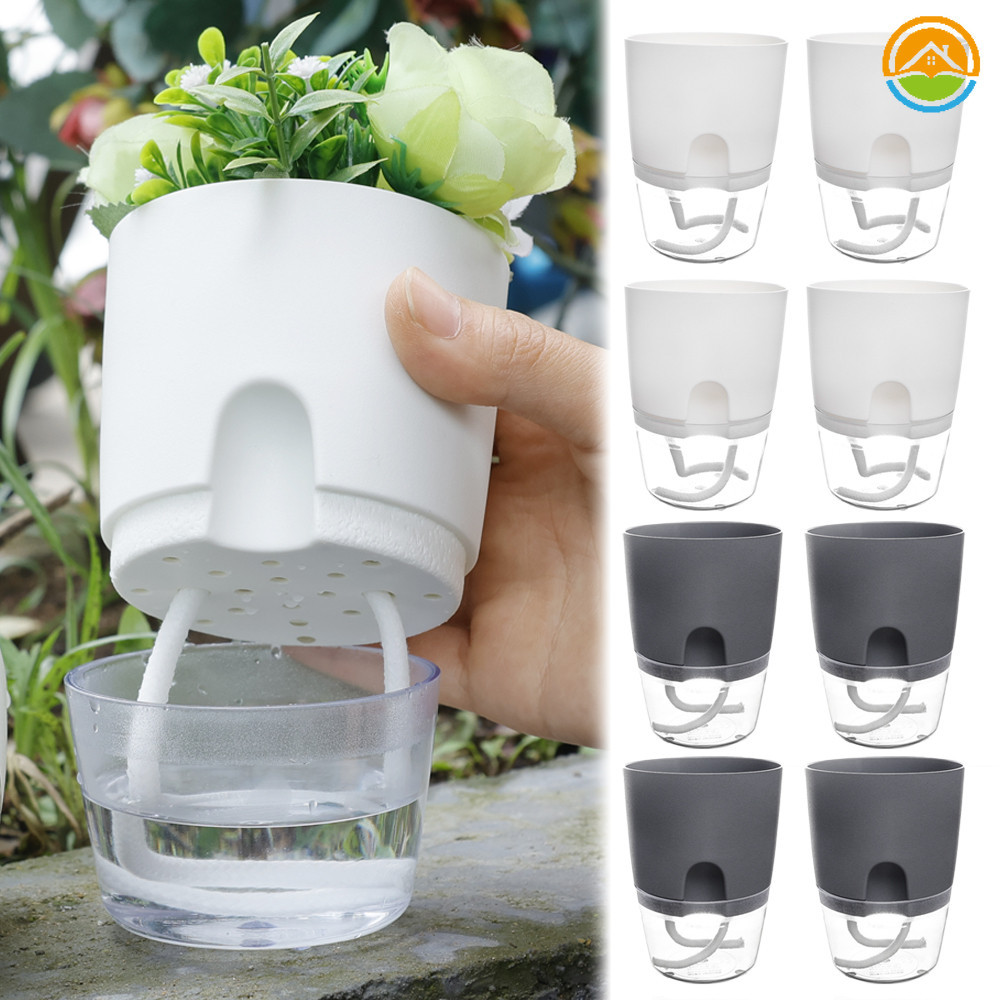 Transparent Double Layer Plastic Flower Pot/Self-watering Flowerpot ...