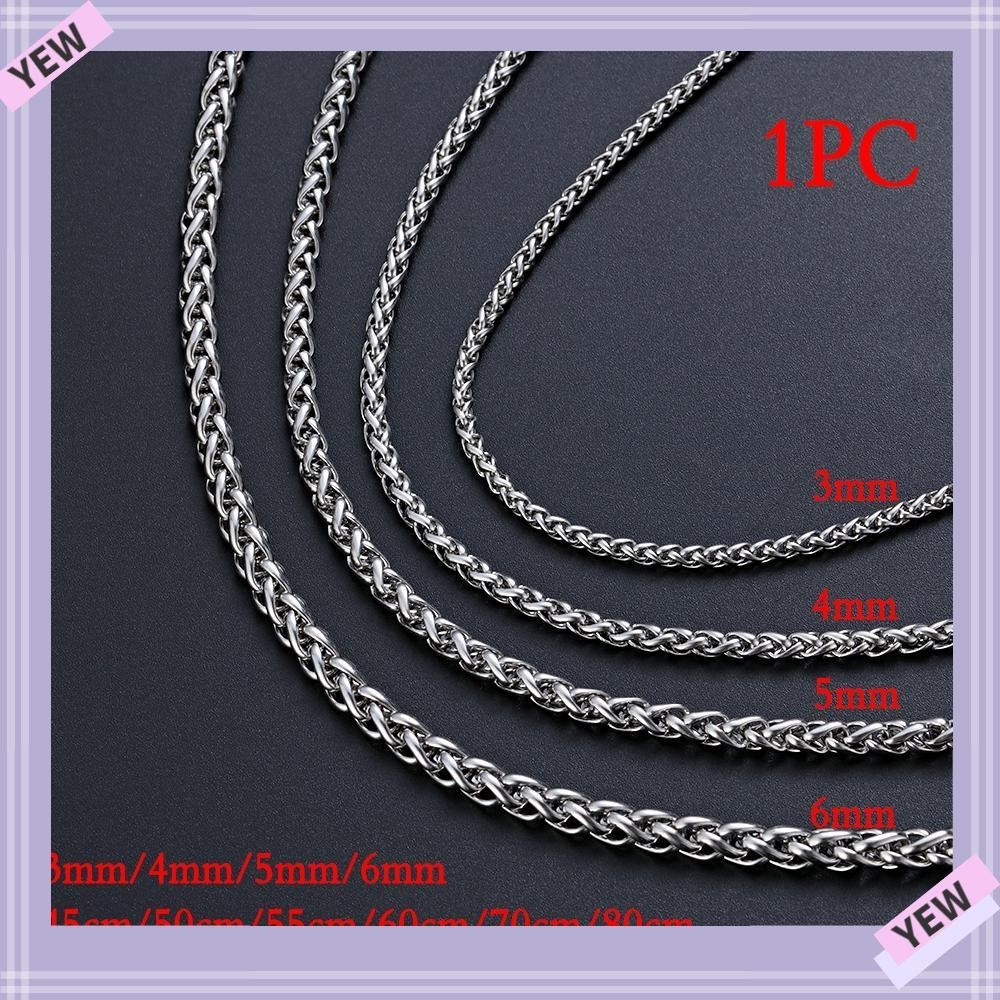 YYE Braided Wheat Chain Fashion Punk Gothic Cool Silver Color Heavy Link | Shopee Malaysia