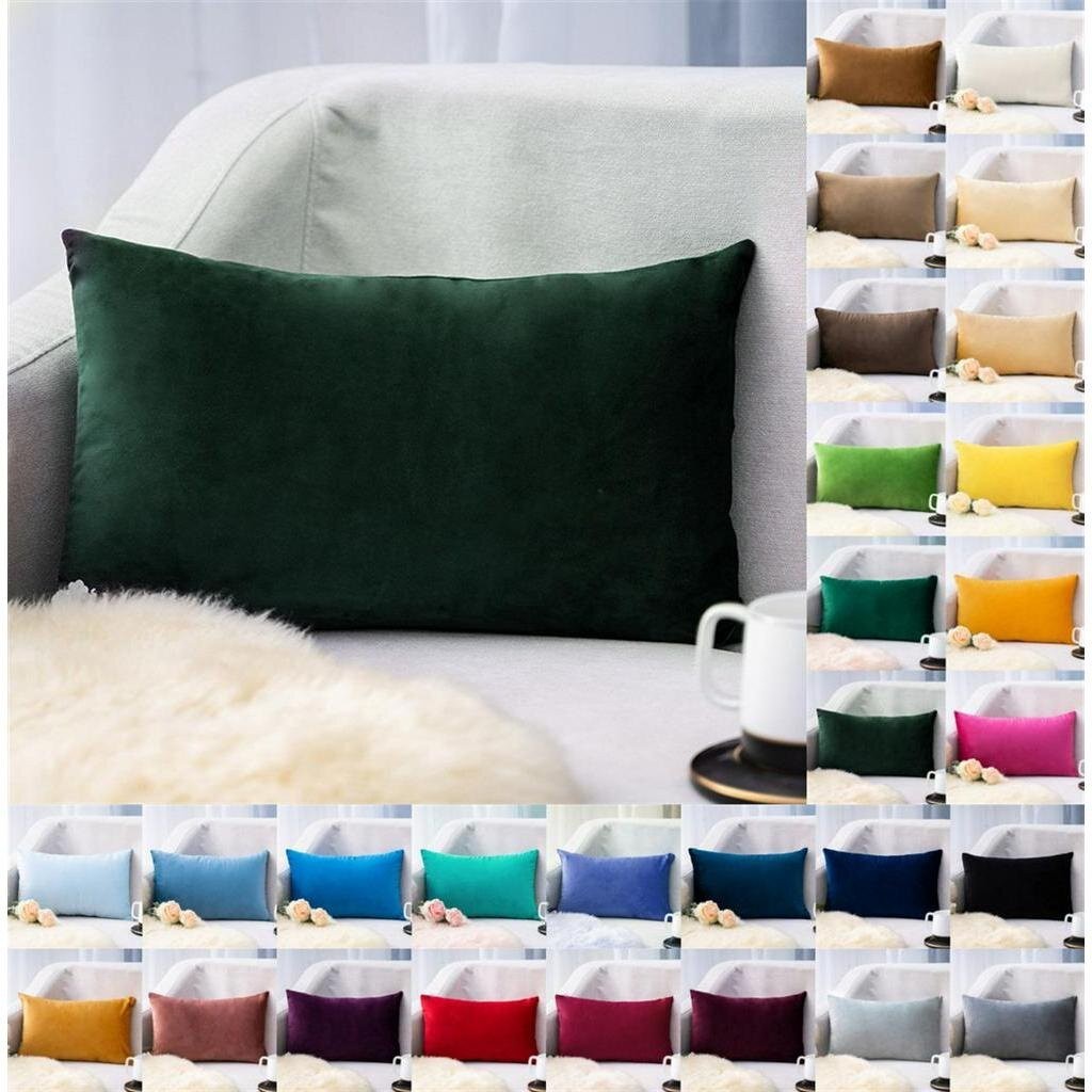 30x50 Cm Rectangle Velvet Soft Plain Cushion Cover Throw Pillow Case ...