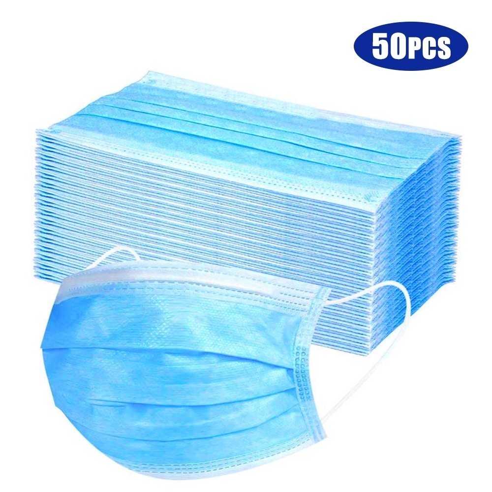 Non Medical 50pcs Face Mask Disposable 3 Layer Non Woven Anti-Dust ...