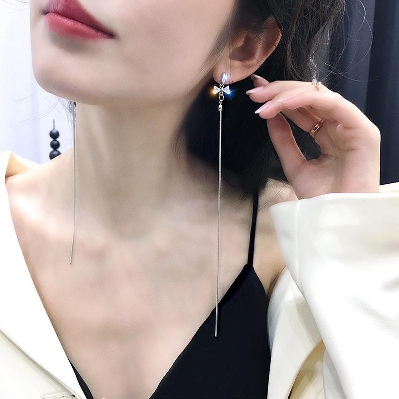 Zircon Ear Line Female Long Style Temperament Korean Ear Chain 2024 New ...