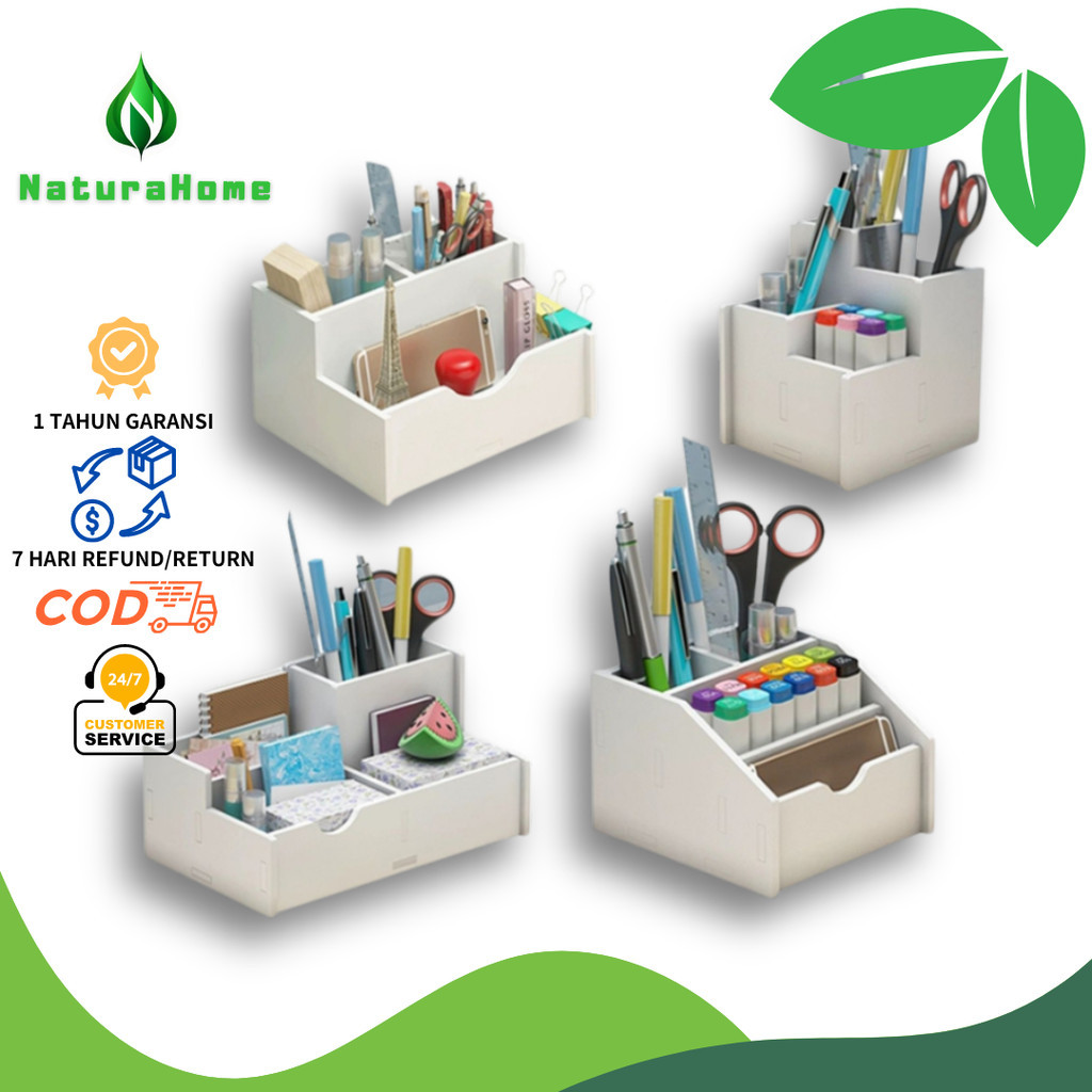 PERALATAN Naturahome - Desktop Shelf Stationery Storage Pencil Holder ...
