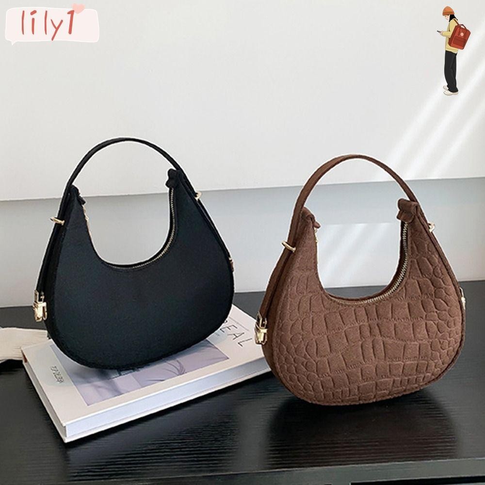 LILYONE Underarm Bags Simple Felt Crocodile Grain Handbags | Shopee ...