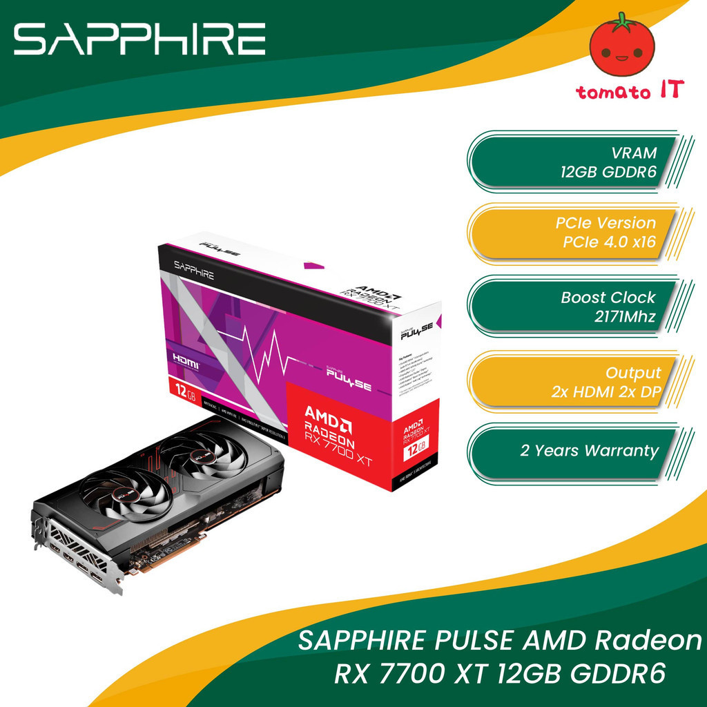 SAPPHIRE PULSE AMD Radeon RX 7700 XT 12GB GDDR6 Graphics Card | Shopee ...