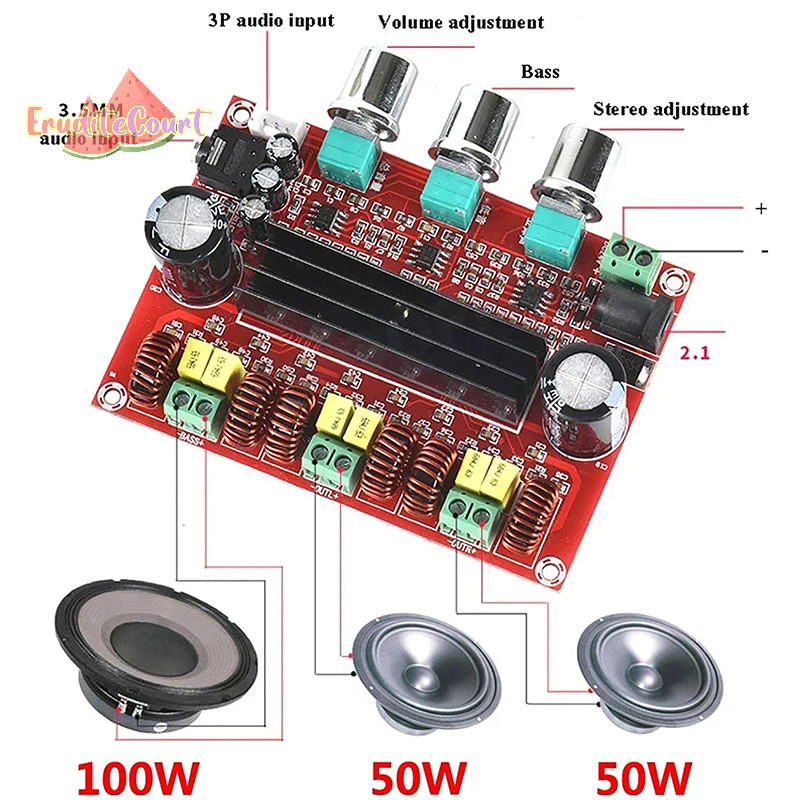 [ECM] TPA3116D2 Channel 2.1 Digital Subwoofer Power Amplifier Board Module XH-M139 12V - 24V 2 ...