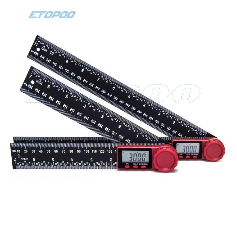 0-200/300mm Carbon Fiber Digital Angle Ruler Measuring Tool ...