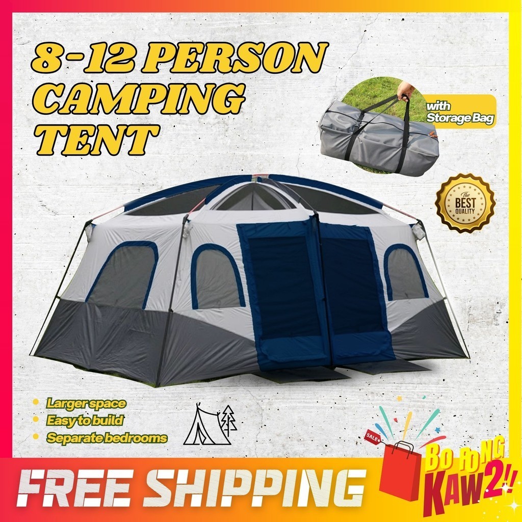 Waterproof 8-12 Person Camping Tent Outdoor Glamping Large Space Room ...