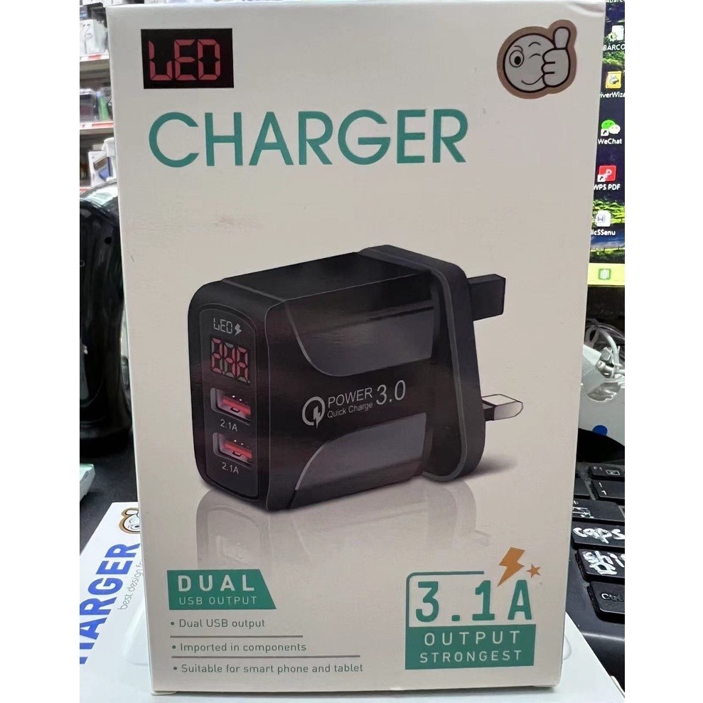 LED 100% Original Fast Charger KeKe-F002 2 USB 3.1A Max Output | Shopee ...