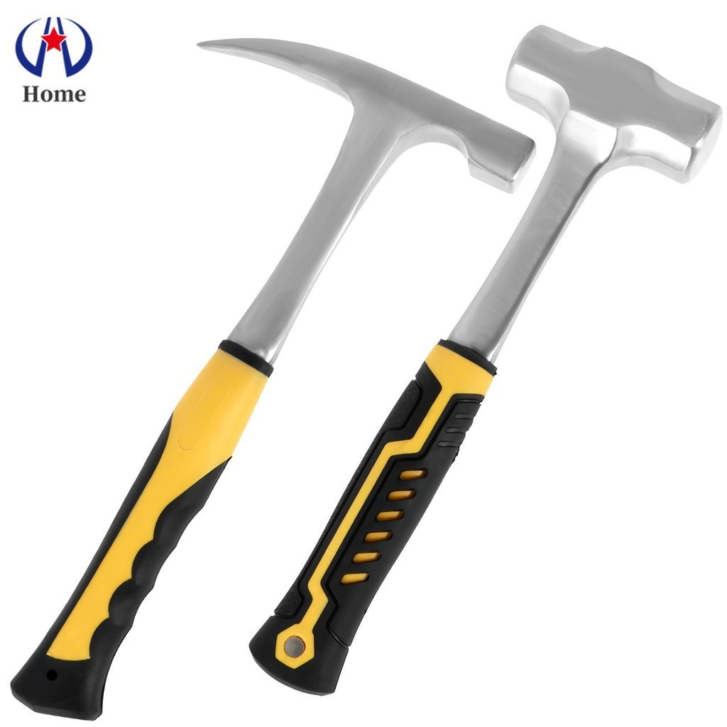 2Pcs Rock Hammer and Octagonal Hammer Set Carbon Steel Sledge Hammer ...