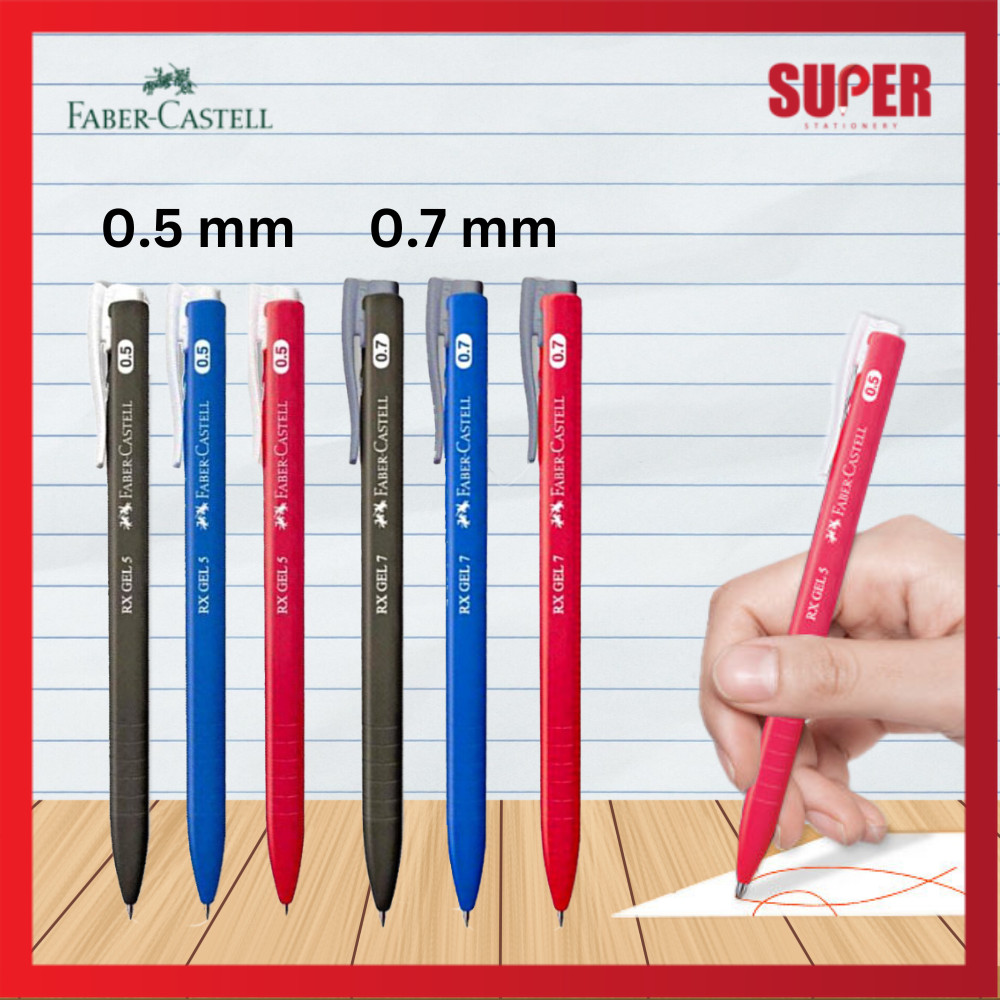 [super stationery] Faber-Castell Pen Gel RX Hitam/ Biru/ Merah 0.5mm/ 0 ...