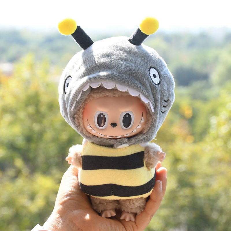 New labubu Clothes 15cm Baby Clothes Little bee Shark bee Cotton Doll ...