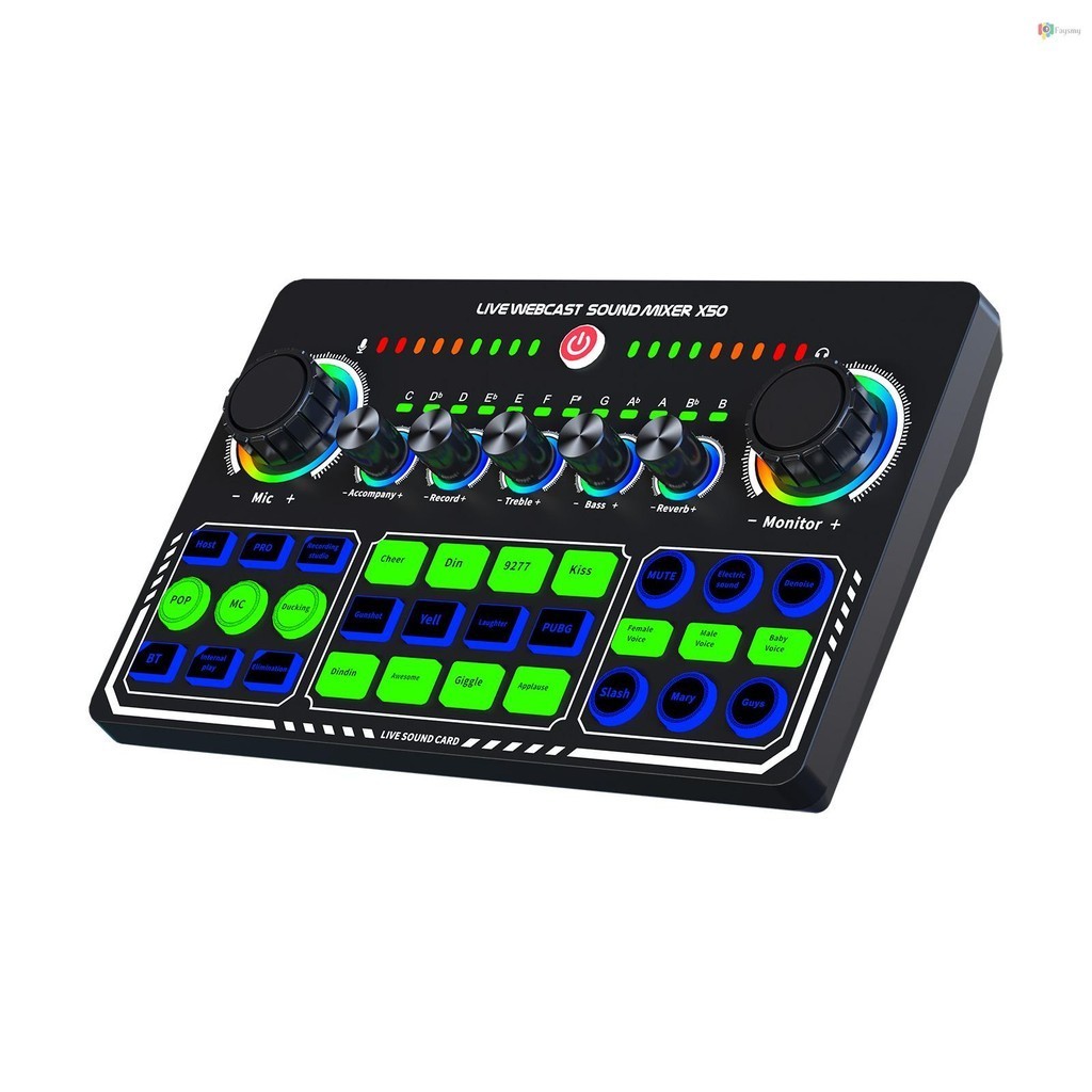 Live Sound Card Audio Mixer Recording Desktop Singing BT Power Supply ...