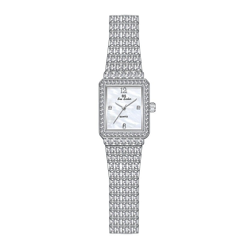 Bs bee sister Watch FA0510A Fritillary Full Diamond Rectangular Quartz ...
