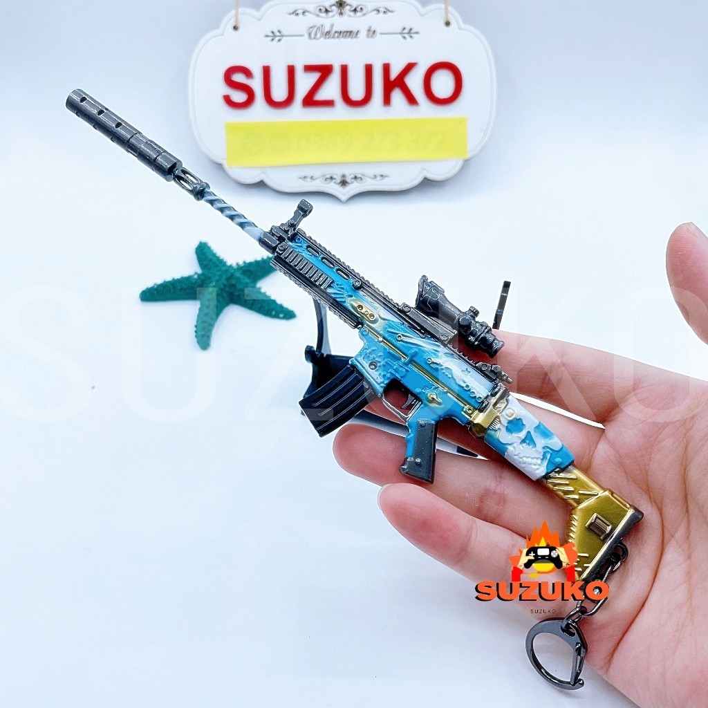 Assembled metal model SCAR pubg mini Skin Tidal Force 21cm assembly toy ...