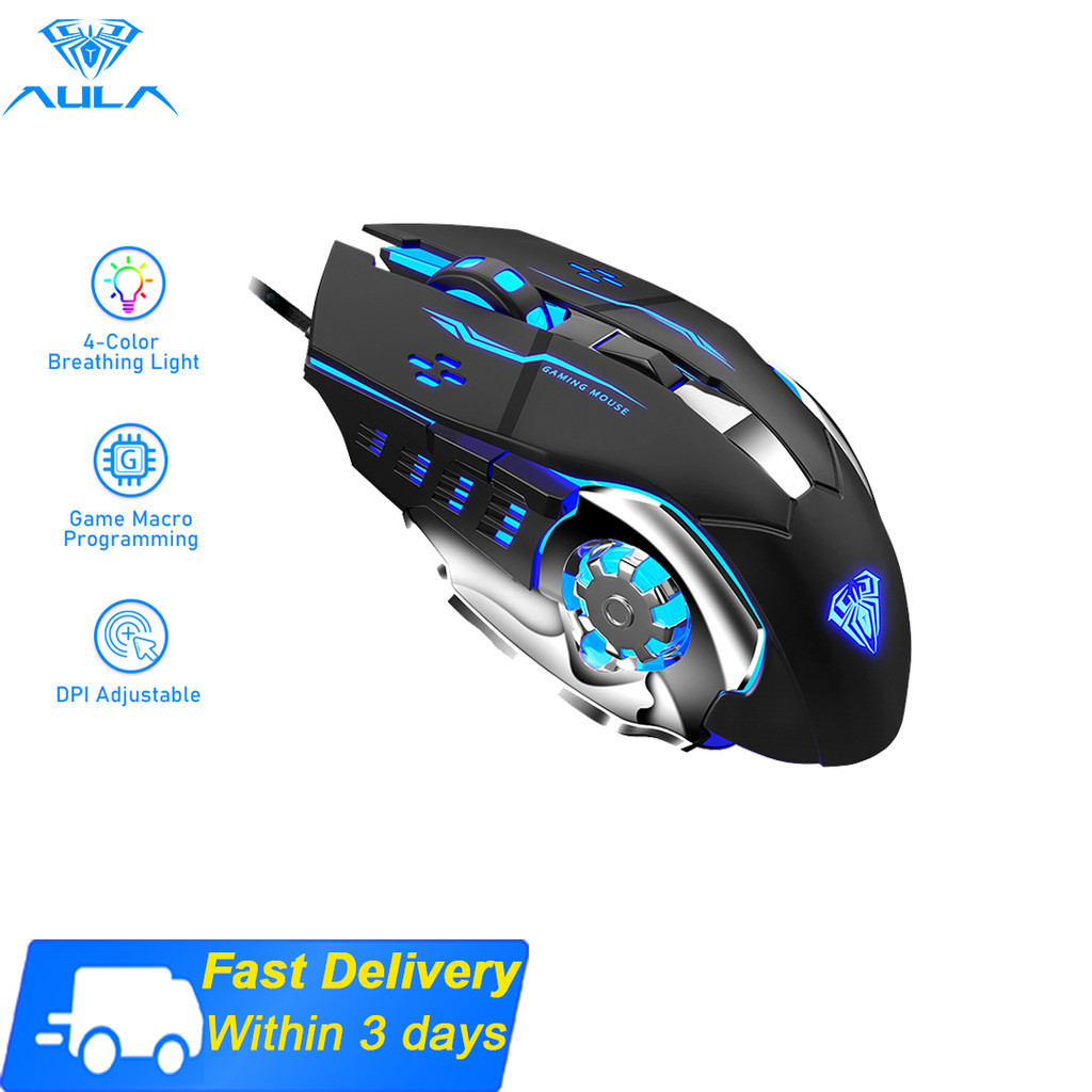 AULA S20 Programmable Gaming Mouse, 2400DPI, RGB, Lightweight, New Laser Engine, USB Optical ...