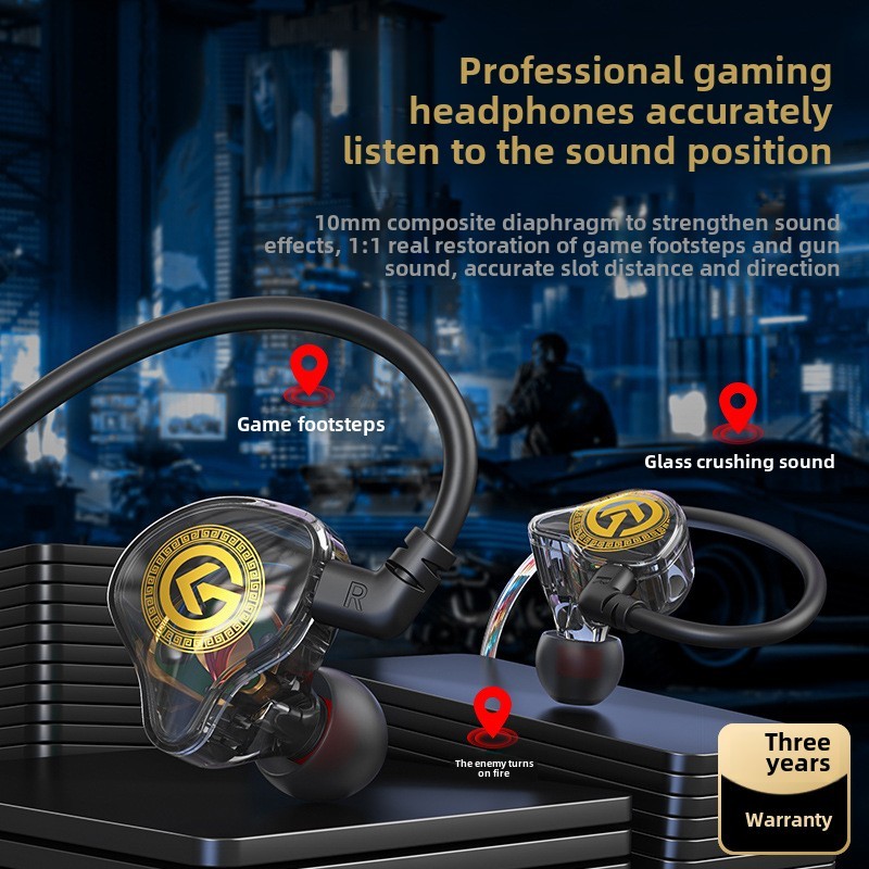 3m Live Monitor Wired Headset Type-C Digital Decoding Chip Audio Head ...