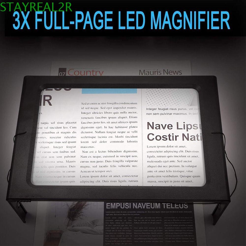 STAYREAL2R 3X Magnifying Glass, A4 Size Rectangular Lighted Magnifying ...