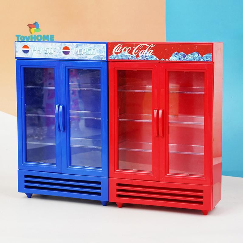 GPHA> 1 Piece Freezer Pretend Play Toy 1:12 Doll House Mini Double Door ...