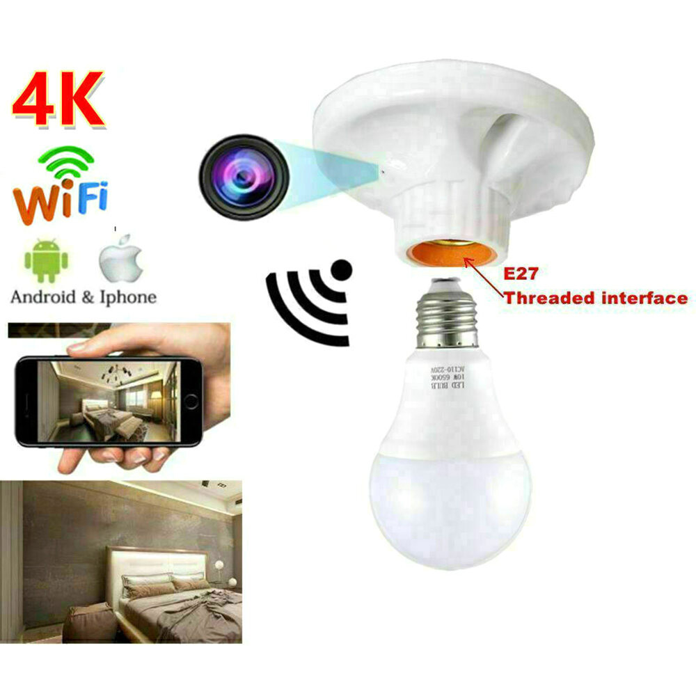 Techmallhd00p Mini Camera Wireless WiFi Spy Camera E Lamp Holder Hidden ...