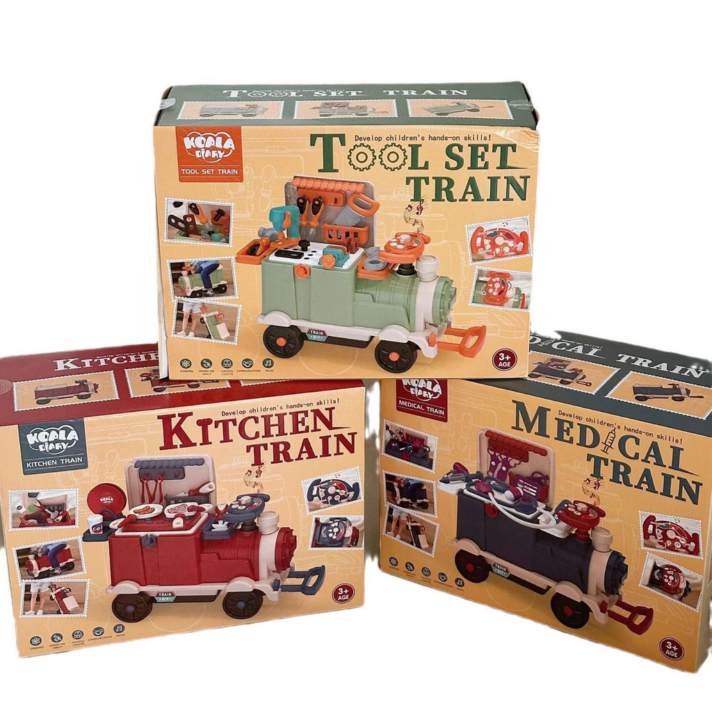 Children Play House Kitchen Cooking Suit Riding Sliding Train ...