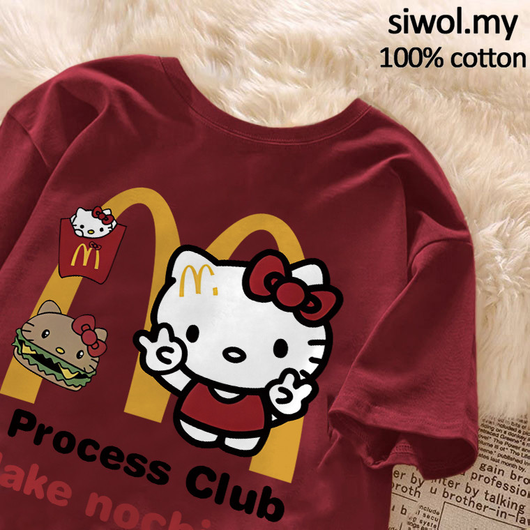 【siwol】Korean fashion aesthetic Wine red T-shirt for women oversized ...