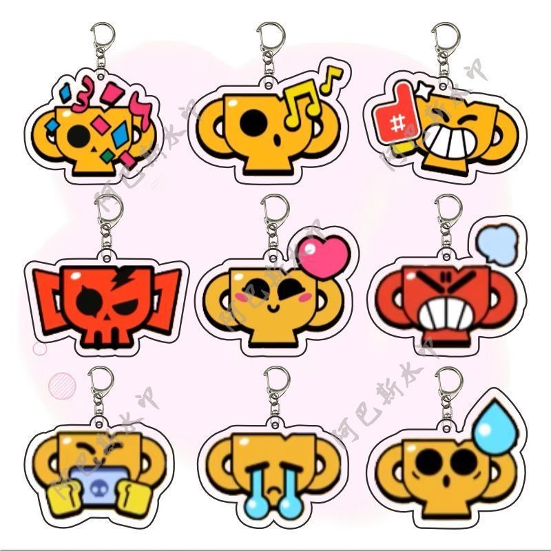 Brawl Stars Trophy Acrylic Keychain – Game-Inspired Hero Emote Backpack ...