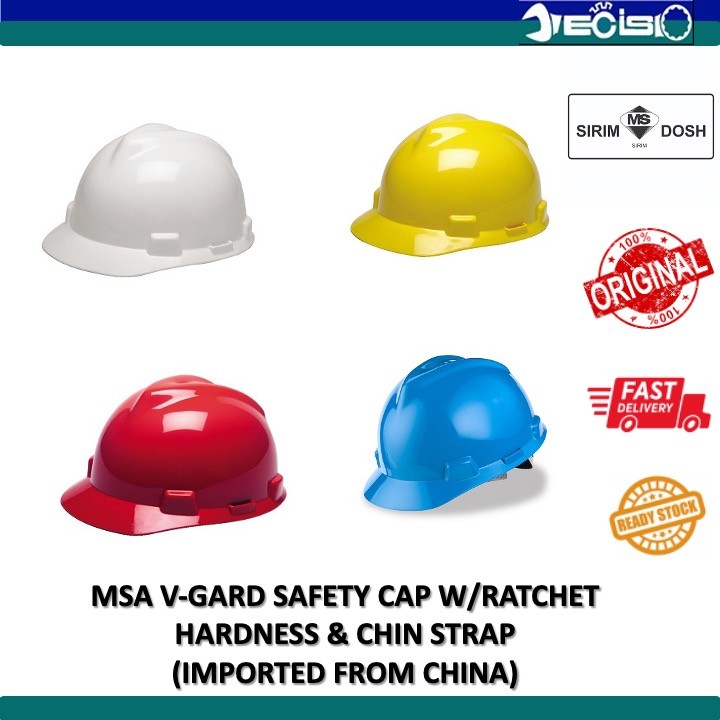MSA V-GARD SAFETY CAP W/RATCHET HARDNESS & CHIN STRAP with SIRIM DOSH ...