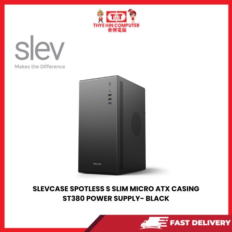SLEVCASE SPOTLESS S SLIM MICRO ATX CASING ST380 POWER SUPPLY- BLACK ...