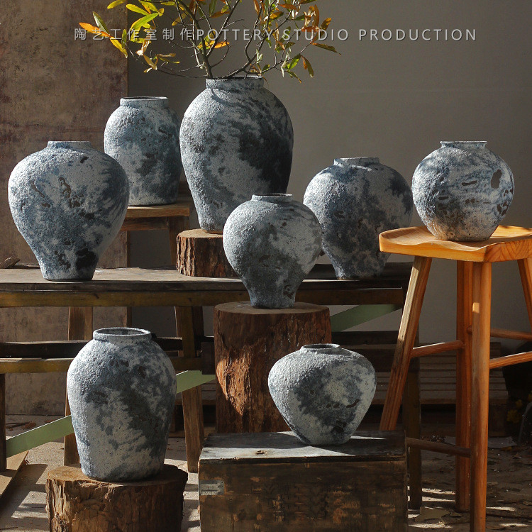 Pasu Seramik Desa Buatan Tangan Gaya Wabi-Sabi Gubahan Bunga Atas Meja ...