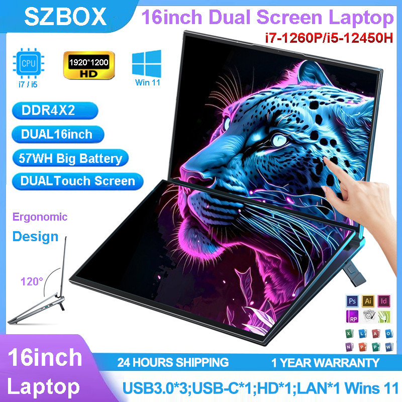 16inch i7-1260P /i5-12450H Dual Touch Screen Laptop DDR4 Windows 11 ...