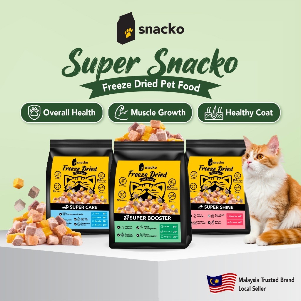 Snacko Super Series © | Booster Gemuk Kucing 1KG Freeze Dried Food ...
