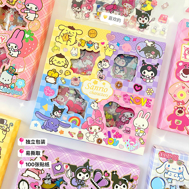 100Pcs Sanrio Kuromi Melody Cinnamoroll PET Transparent Waterproof ...