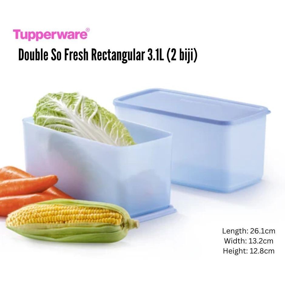 Tupperware Double So Fresh 3.1L Square Food Container with Lid Bekas ...