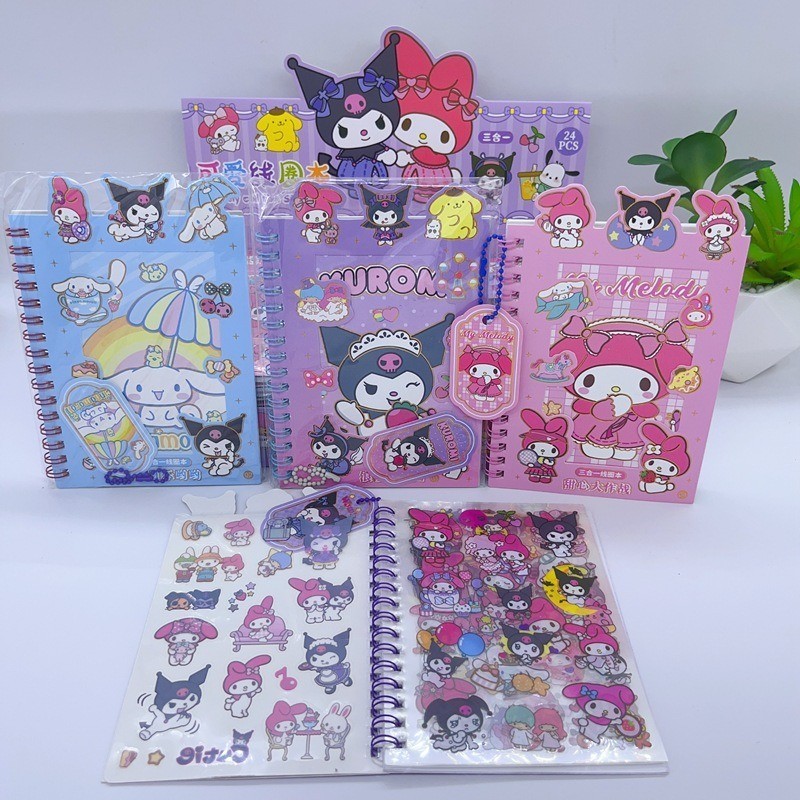 Sanrio Sticker Cartoon My Melody Cinnamoroll Kuromi Note Book Sticker ...